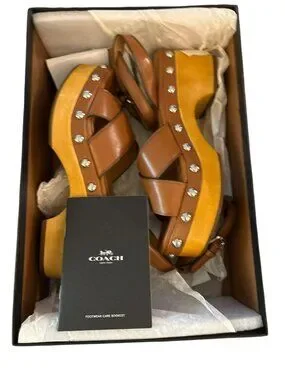 Coach | Shoes | Coach Astor Semi Matte Calf Saddle Leather Sandals Size ...